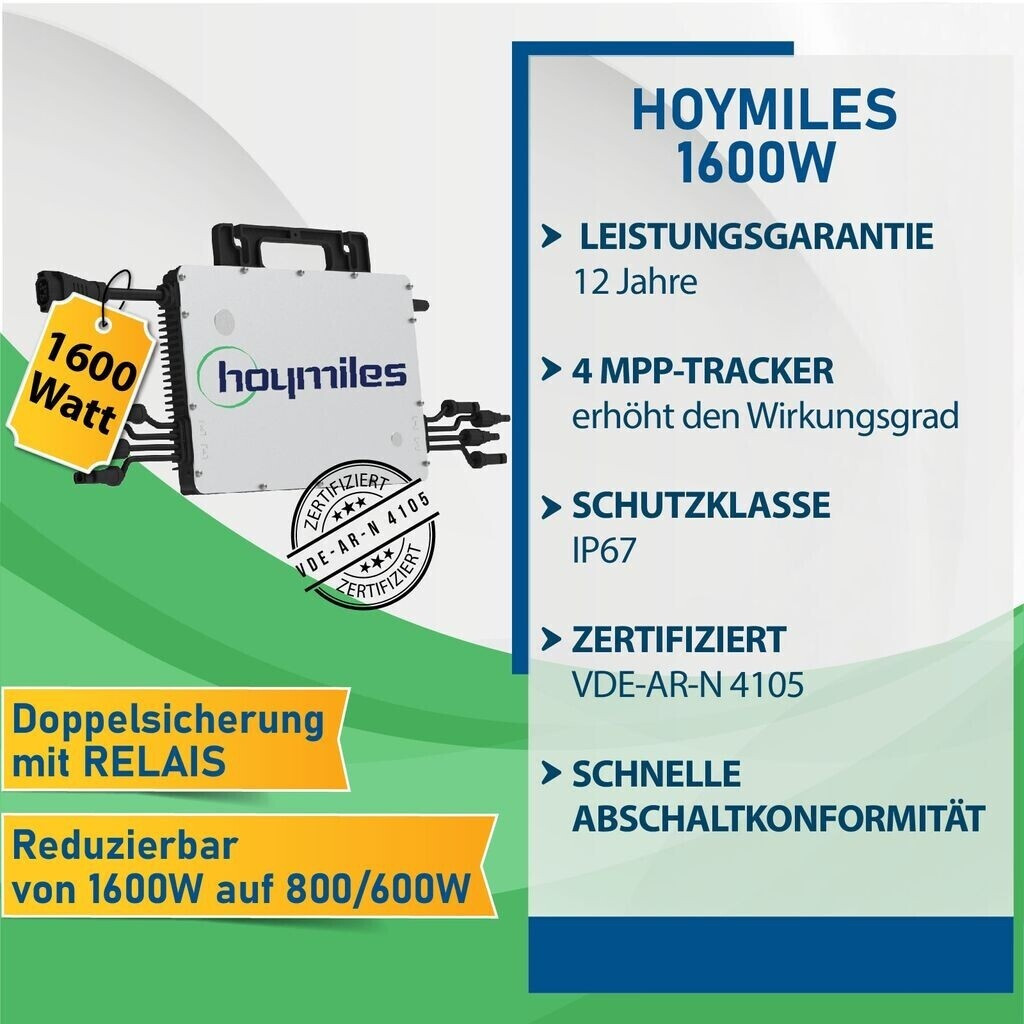 CamperGold Photovoltaikanlage 2000W mit 5 x 500Wp Solarmodulen, Hoymiles HMS-1600-4T ...