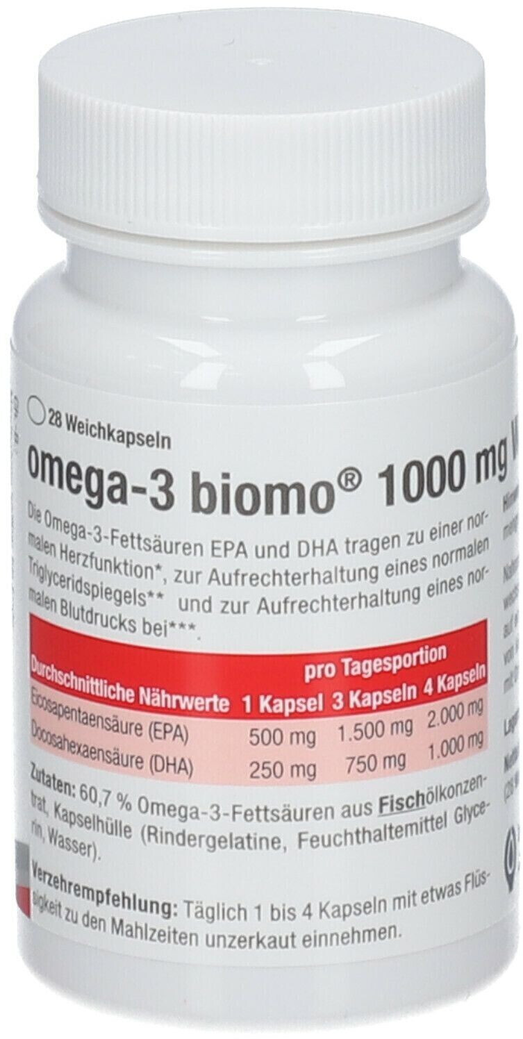 Biomo Omega-3 biomo 1000mg Weichkapseln ab 16,84 € | Preisvergleich bei ...
