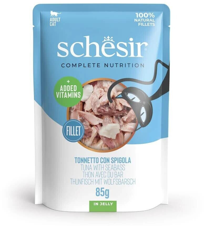 Schesir Cat wet food tuna with seabass in jelly 85g desde 1,55 € | Compara precios en idealo