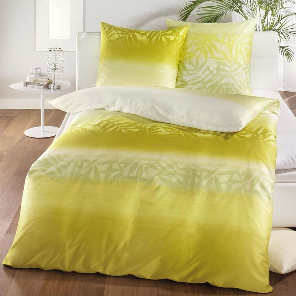 Kaeppel Maco Satin Bettwäsche Grün Streifen Sheer 155 x 220 cm + 80 x 80 cm ab 49,90 ...