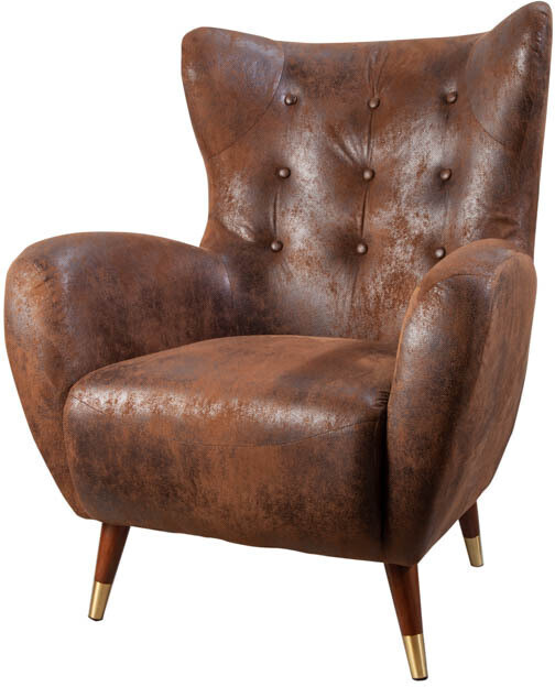 Riess-Ambiente Retro Design Sessel DON antik braun/golden (Fußkappen ...