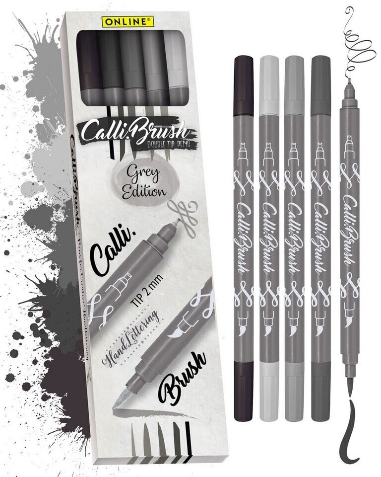 Online Calli.Brush Double Tip Pens 5er Set Grey (ONL19105) ab 5,38 ...