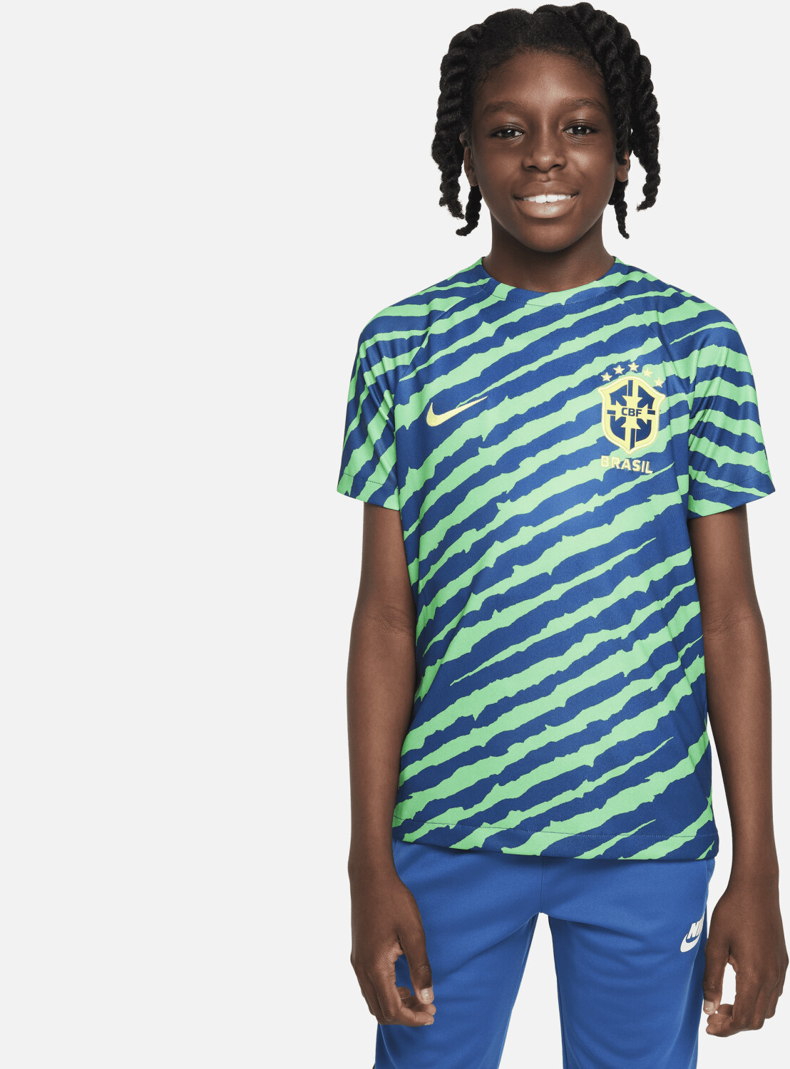 Nike Kinder Brasilien Dri-FIT Pre-Match-Fußballoberteil (DM9617) blau ...