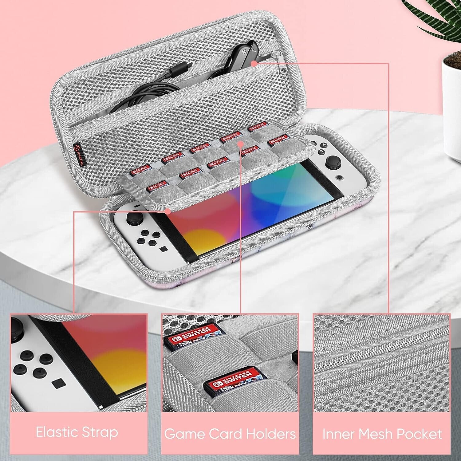 Fintie Nintendo Switch OLED/Switch Carrying Case - Marble Pink ab 17,99 ...