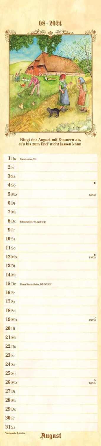 Alpha Edition Streifenplaner Bauernkalender 2024 11,3x49,5cm ab 7,82 ...