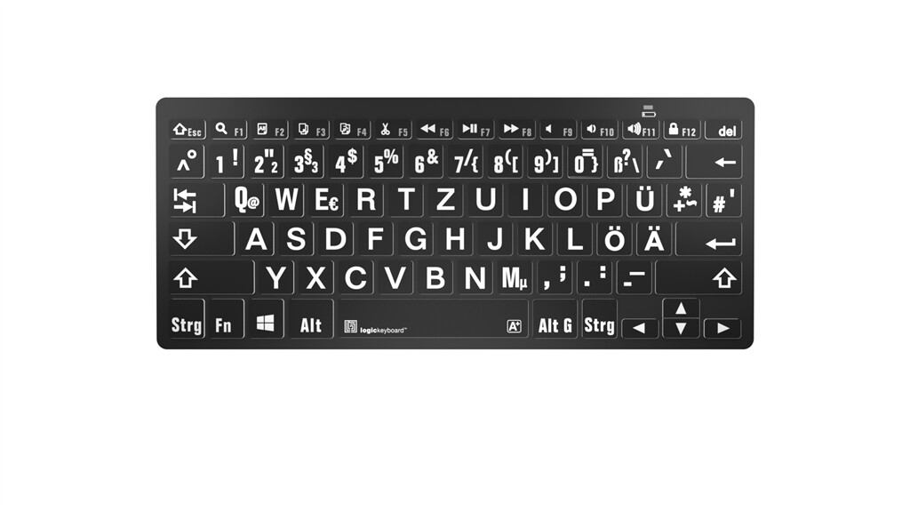LogicKeyboard LargePrint White on Black PC Bluetooth Mini Keyboard DE ... LogicKeyboard LargePrint White on Black PC Bluetooth Mini Keyboard DE ...