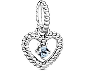 Pandora Geburtsstein Metallperlen-Herz Charm-Anhänger (798854C) März ab ...