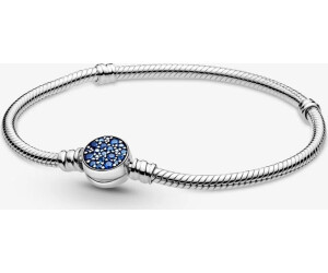 Pandora Moments Sparkling Blue Disc Clasp Snake Chain Bracelet ...