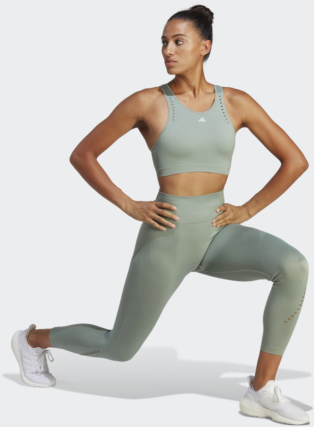 Adidas Aeroknit Training Light-Support Sport-BH (HR9712) silver green ...