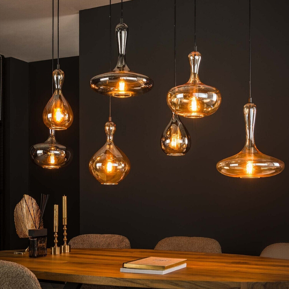 famlights Pendelleuchte Helia in Bernstein und Schwarz-transparent E27 ... famlights Pendelleuchte Helia in Bernstein und Schwarz-transparent E27 ...