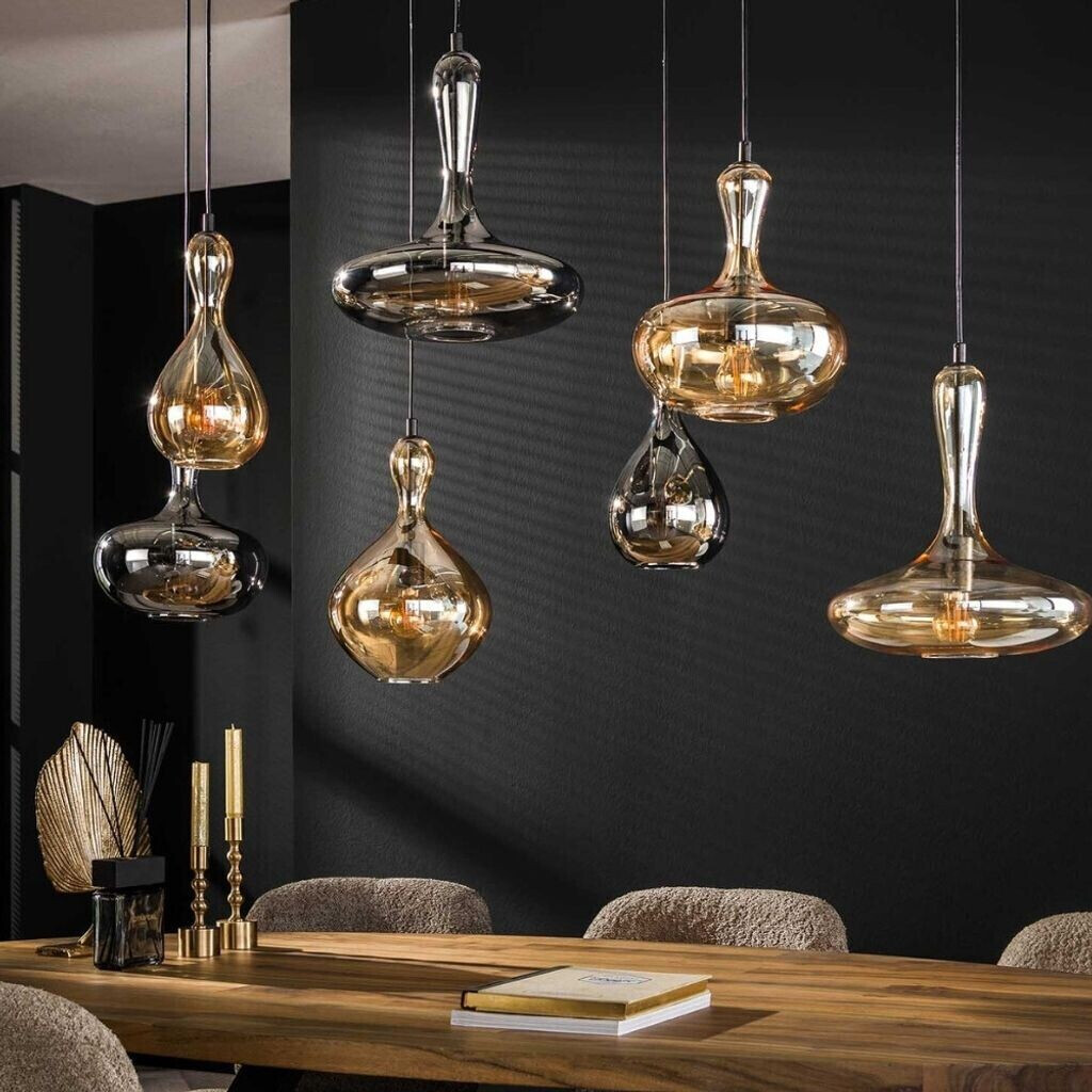 famlights Pendelleuchte Helia in Bernstein und Schwarz-transparent E27 ... famlights Pendelleuchte Helia in Bernstein und Schwarz-transparent E27 ...