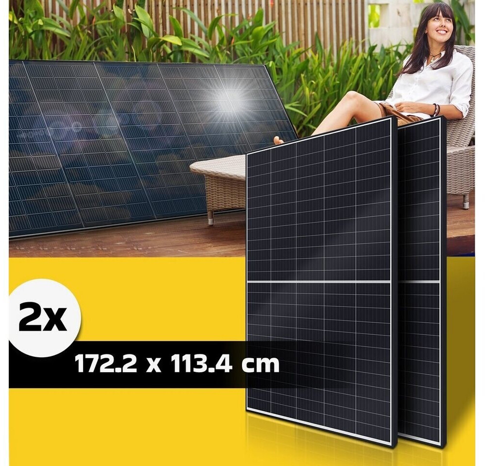 VENDOMNIA Balkonkraftwerk 830W/600W mit 2 x 415Wp Modulen, Beny BYM600, Schuko-Netzkabel 5m ab ...