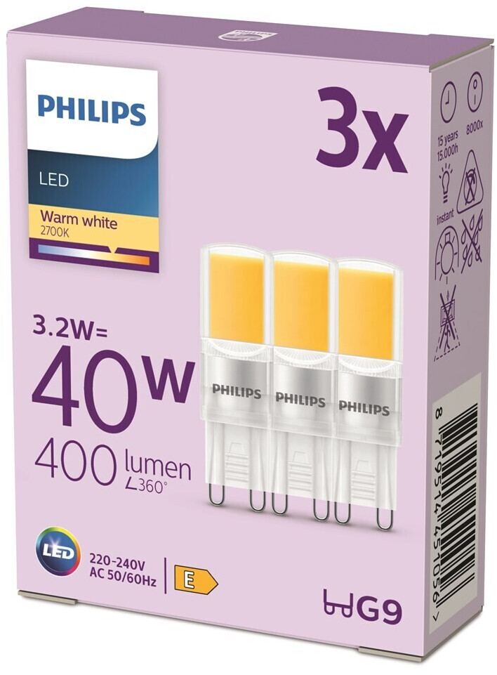 Philips LED-Lampe G9 3,2W 400lm 2.700K klar 3er E ab 14,90 ...
