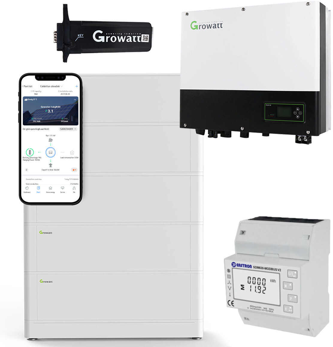 Growatt Sph3600 3 6kw Hybrid Wechselrichter 12 8kwh Solarspeicher Set