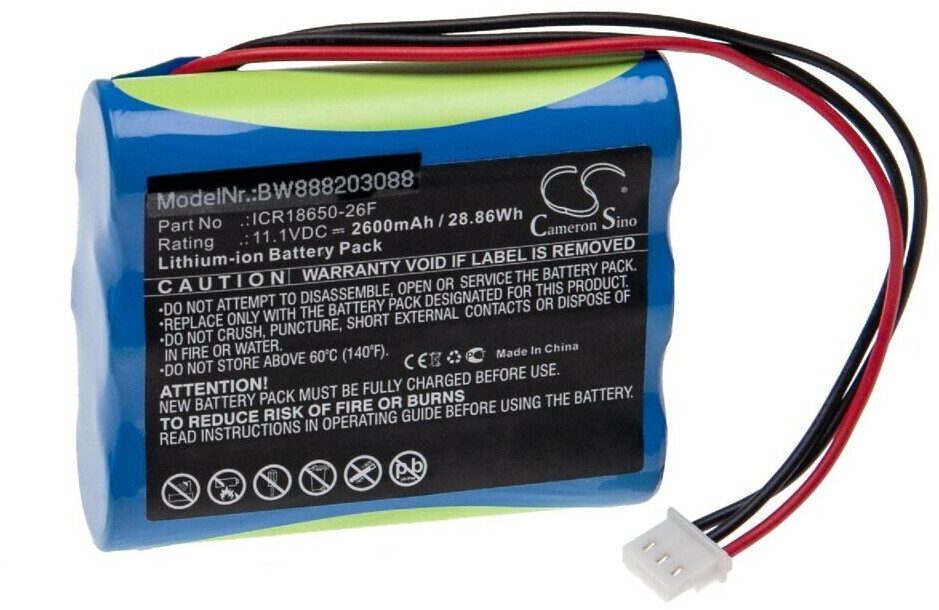 vhbw Akku Ersatz für Medical ECONET ICR18650-26F für Medizintechnik (2600mAh, 11,1V, Li-Ion) ab ...