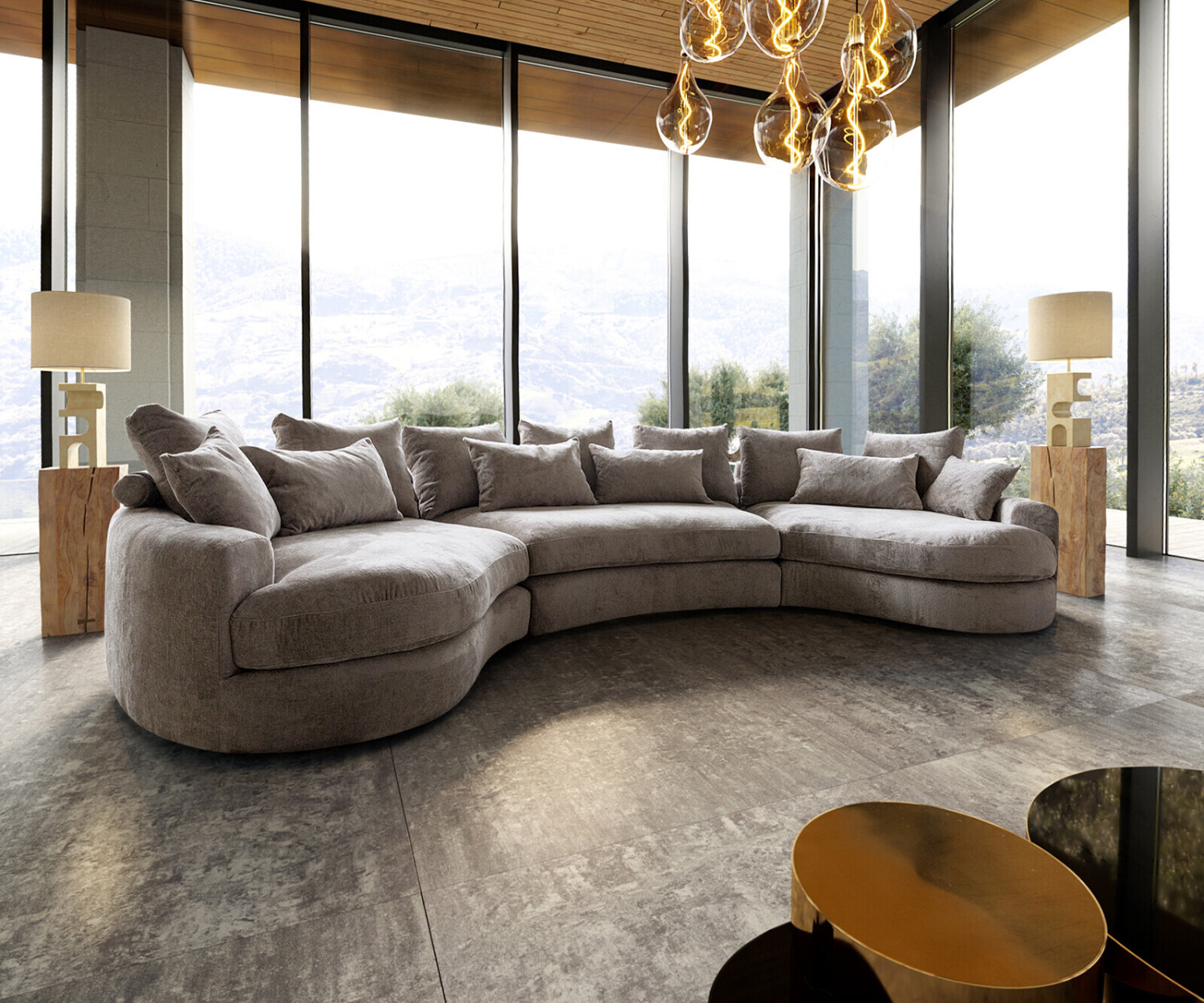 DeLife Megasofa Estrea 410x155 cm Webstoff Taupe Rundsofa ab 4.999,90 ...