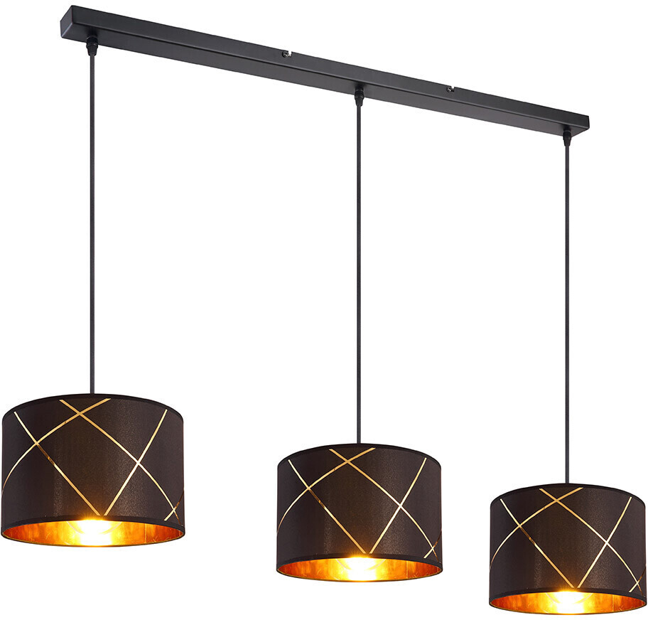 Globo Bemmo Hängeleuchte schwarz, gold 3x E27 dimmbar 110x25x140cm ...