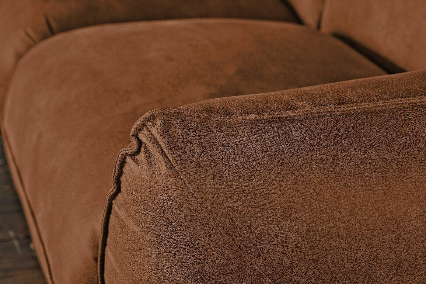 Kawola Sofa Megasofa DAVITO mittelbraun 4-Sitzer Kunstleder Vintagelook ...