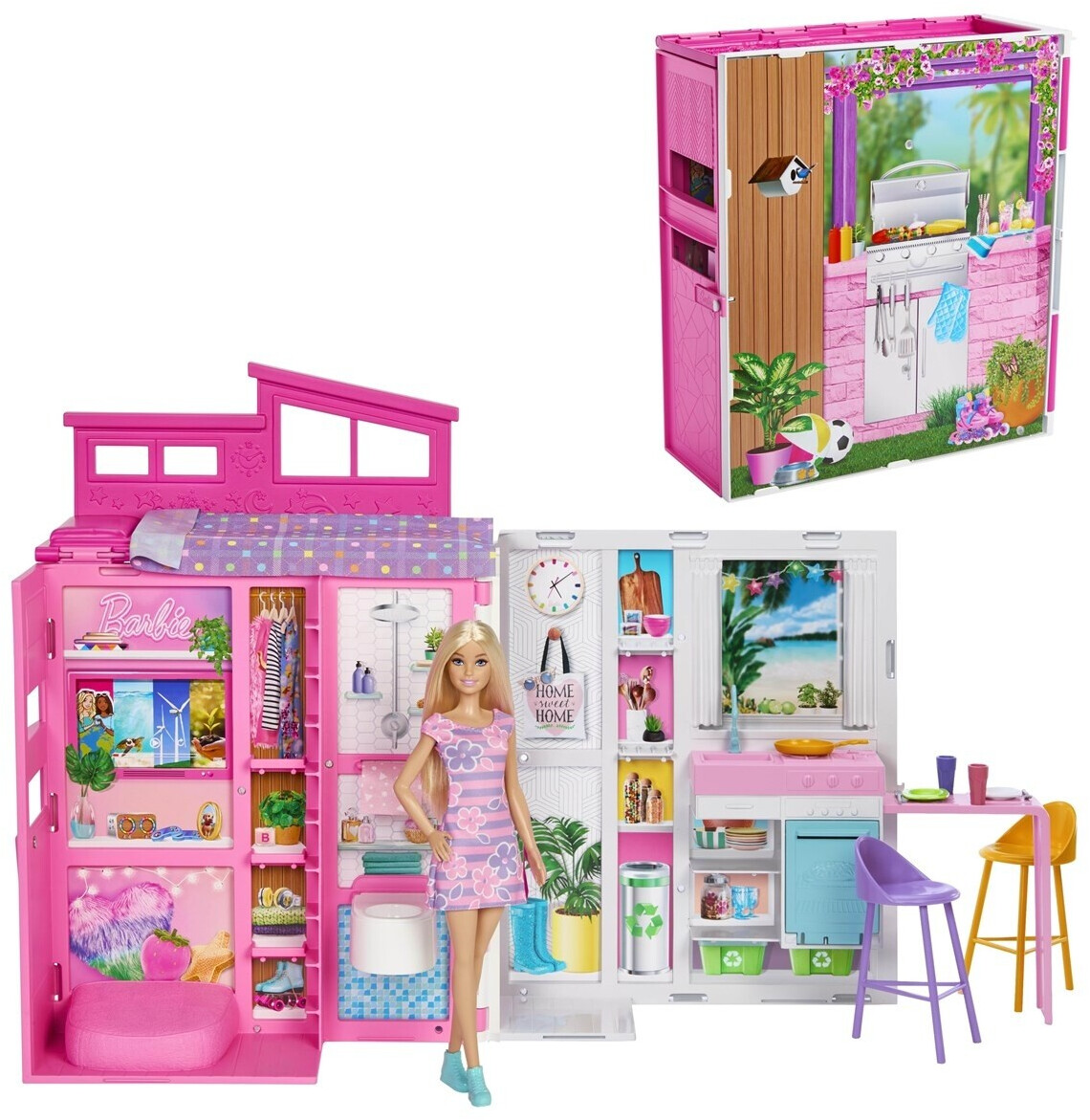 Barbie Getaway House Puppenhaus mit Barbie-Puppe und Zubehörteilen ...