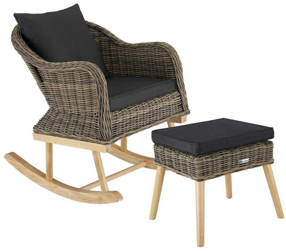 TecTake Rattan Schaukelstuhl Rovigo mit Fußbank Vibo 57,5x85x73cm ab ...