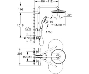 GROHE Tempesta System 250 Duschsystem mit Thermostatbatterie chrom ...