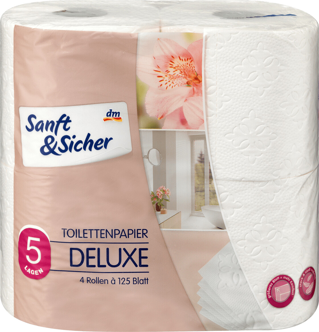 sanft + sicher Deluxe Toilettenpapier 5-lagig (4 Rollen) ab 2,55 ...