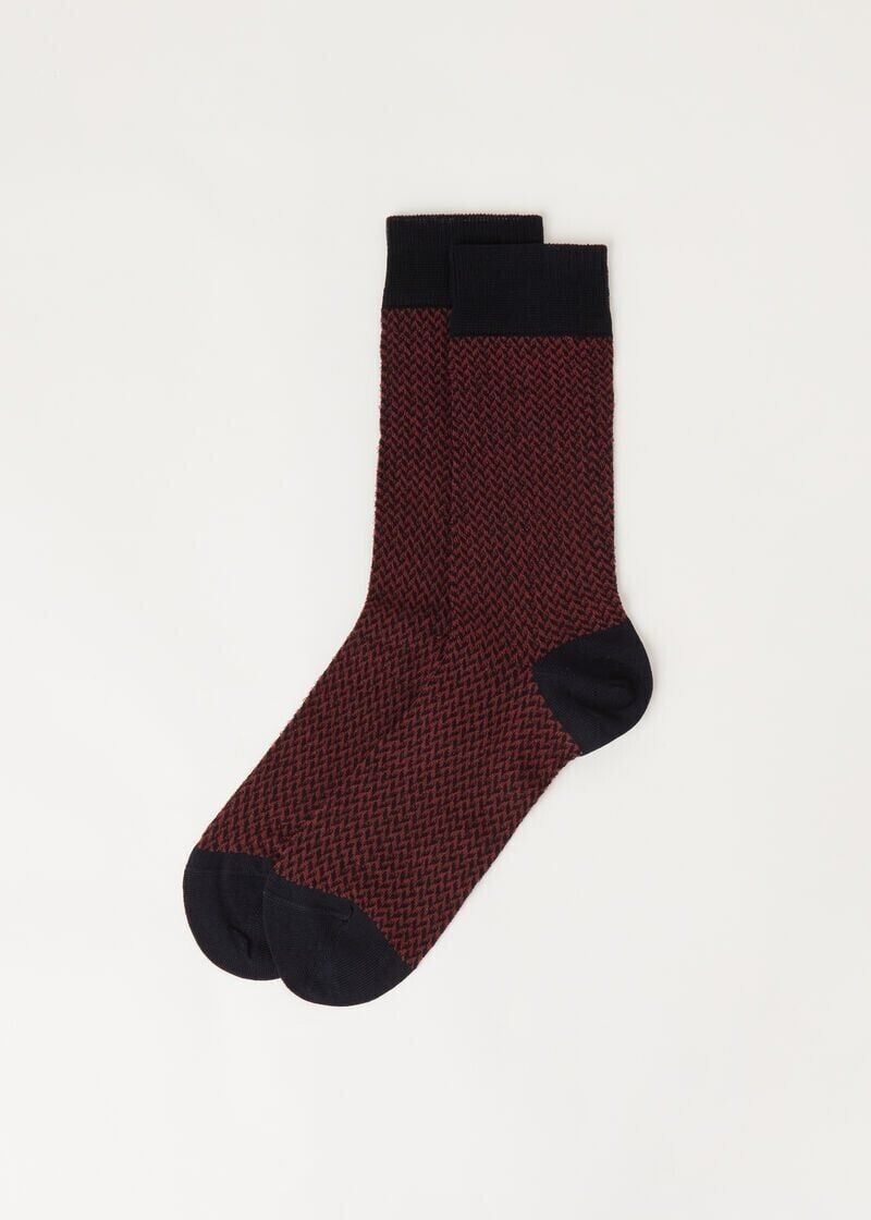 Calzedonia Men’s Herringbone Pattern Short Socks spinato colorato red ...
