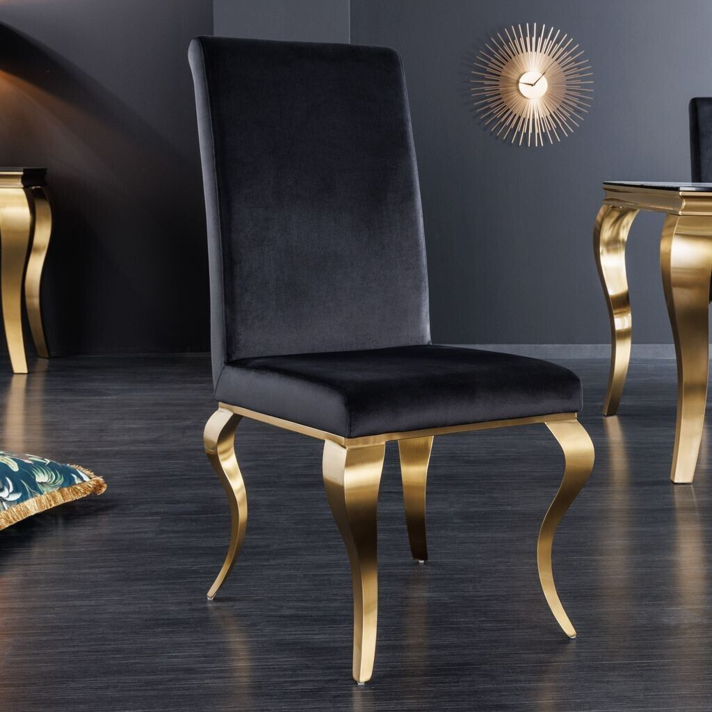 Riess-Ambiente Eleganter Stuhl MODERN BAROCK schwarz Samt goldene ...