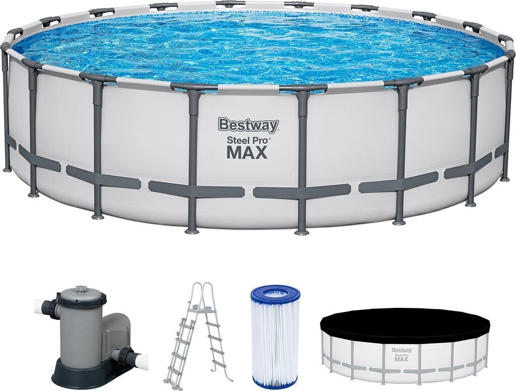 Bestway Steel Pro MAX Frame Pool Komplett-Set mit Filterpumpe Ø549x132cm rund lichtgrau ab 749 ...