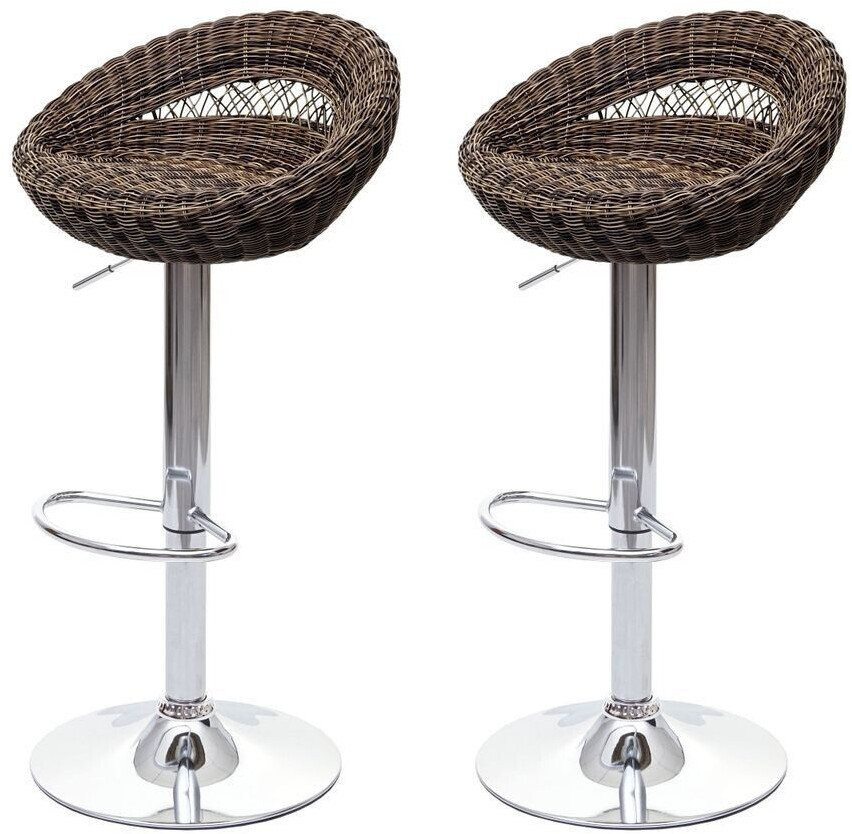 Mendler 2er-Set Barhocker HWC-G26, Tresenhocker Barstuhl Drehhocker, In-/Outdoor Poly-Rattan ...
