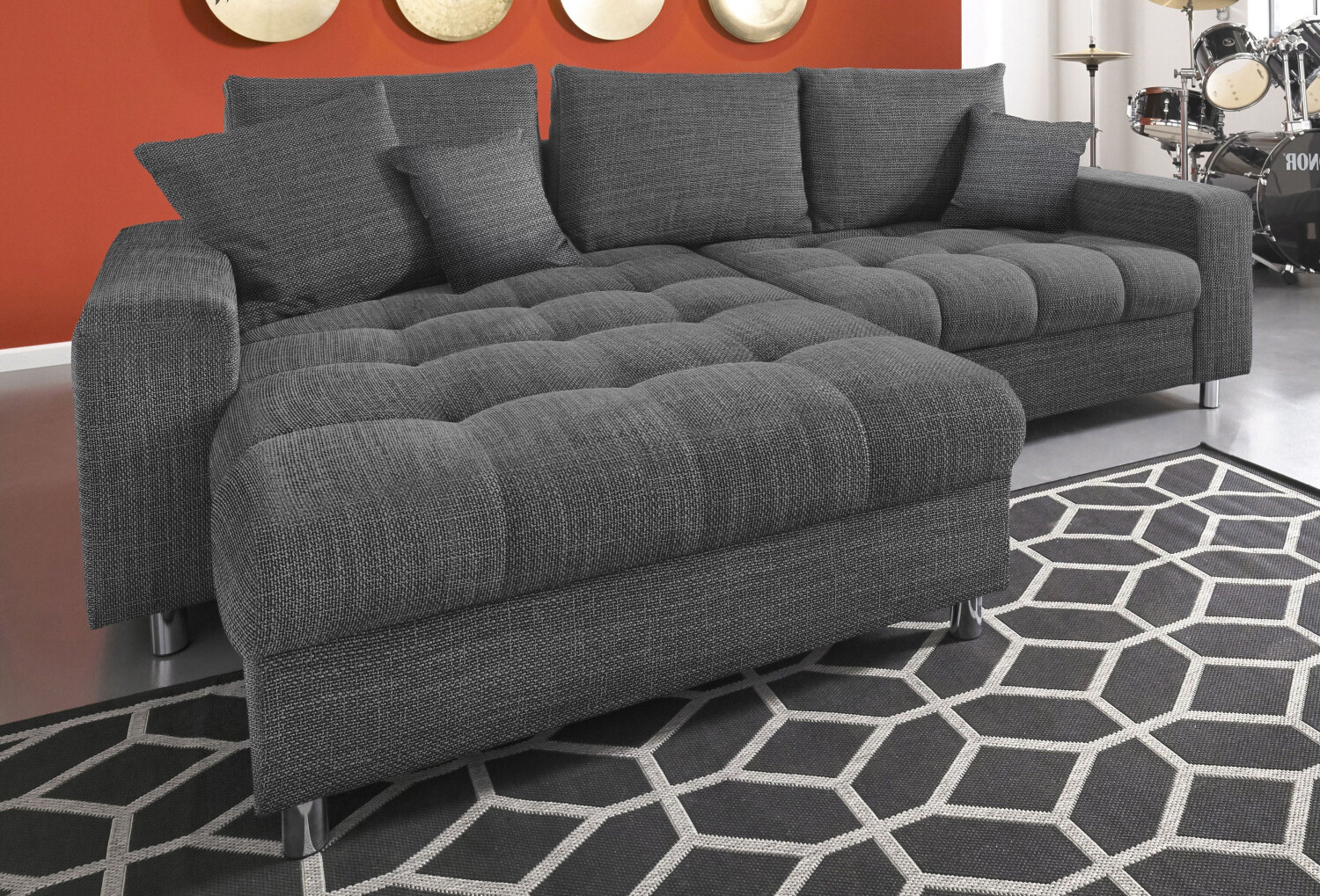 Mr. Couch Ecksofa Tobi 246x97x163 cm Struktur Recamiere links Mit ...