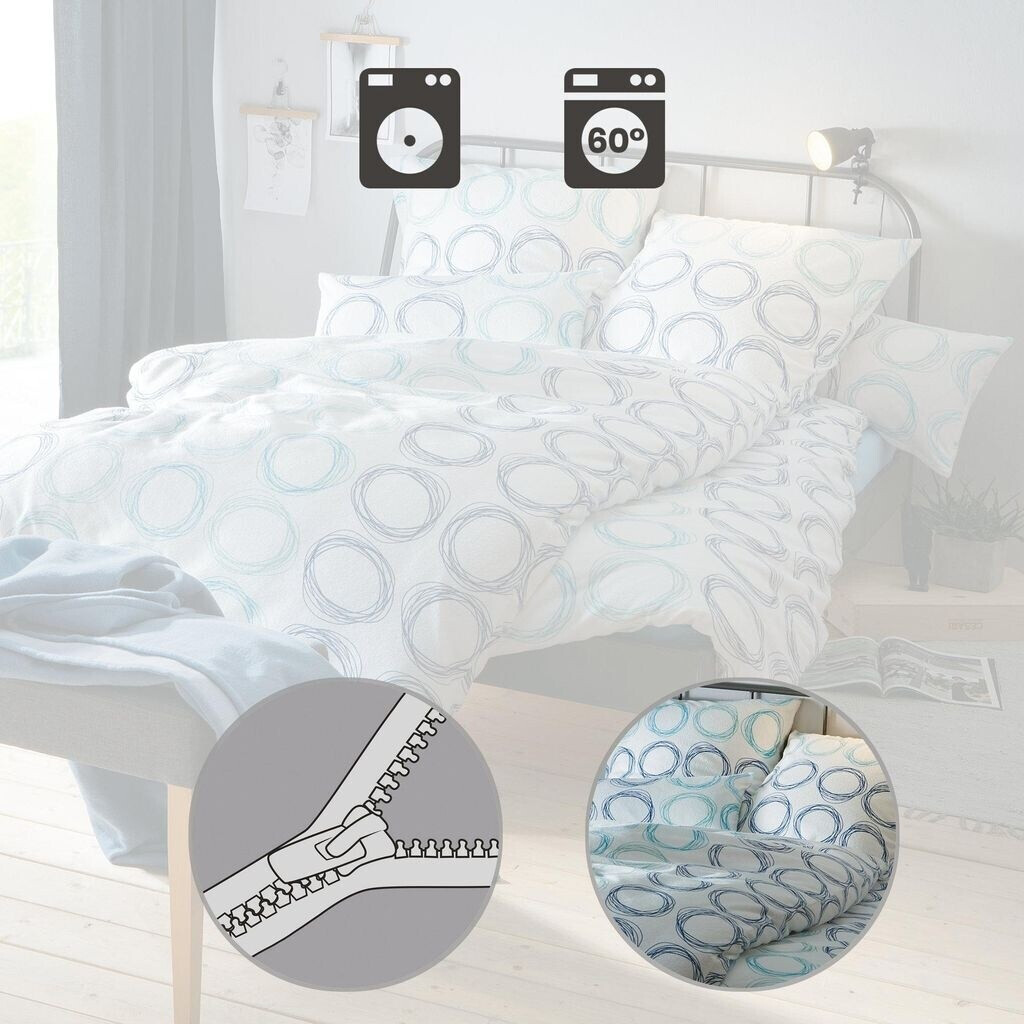 Dyckhoff Weichfrottier Bettwäsche blau 155x220+40x80 cm (426971) ab 64 ...