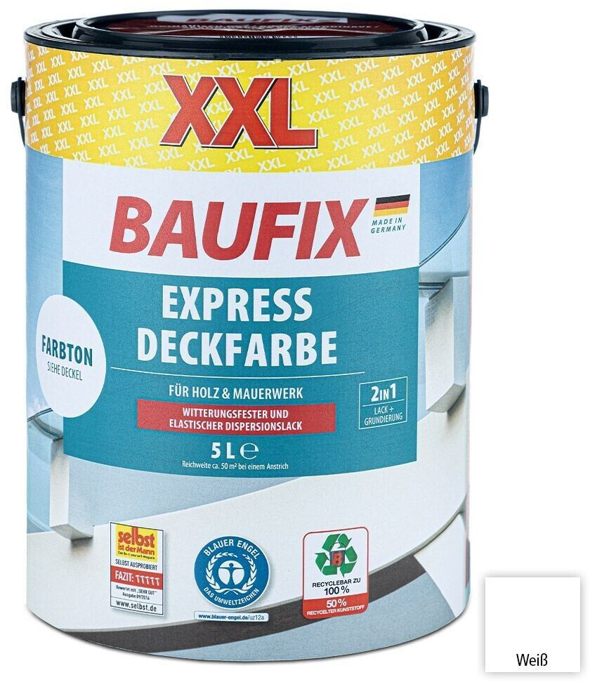 Baufix Express-Deckfarbe weiß 5l ab 24,99 € | Preisvergleich bei idealo.de
