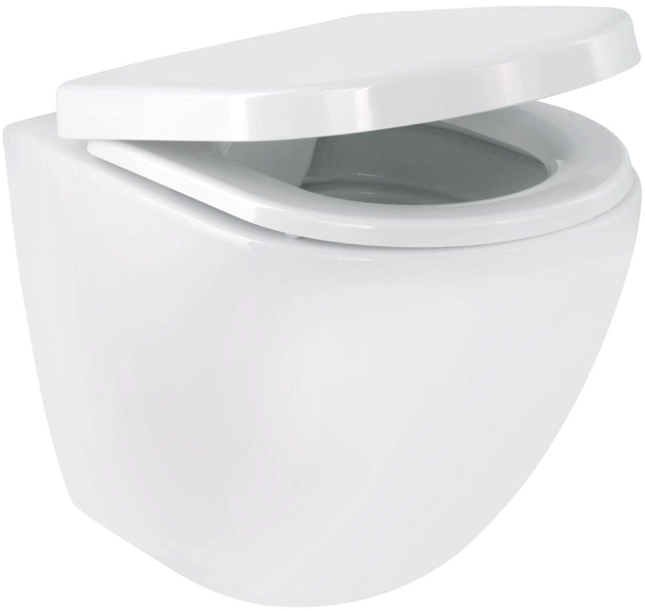 Calmwaters Wand-WC spülrandlos erhöht mit WC-Sitz 36 x 52 cm weiß ...