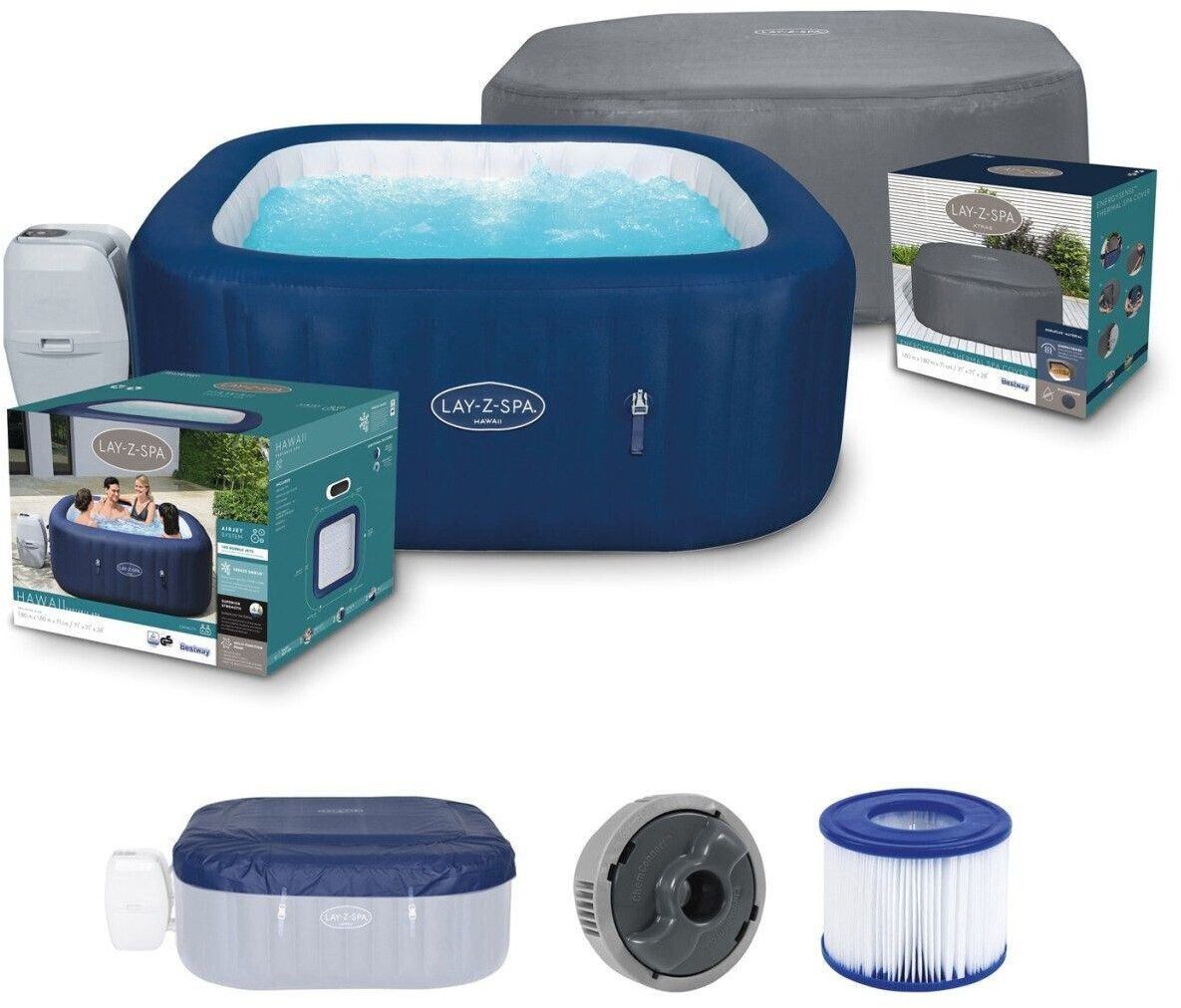 Bestway Lay-Z-Spa Hawaii Eco Bundle mit EnergySense Plus Thermo ...