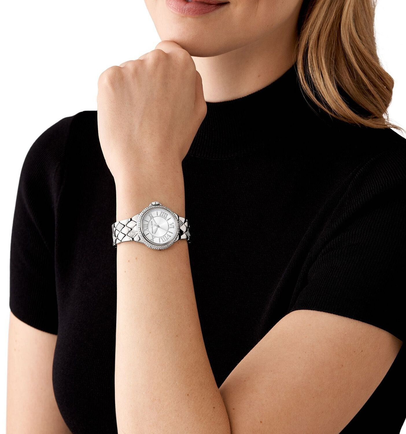 Michael Kors Armbanduhr Mini Camille im Silberton mit Pave MK4804 ab 215 24 Preisvergleich bei idealo