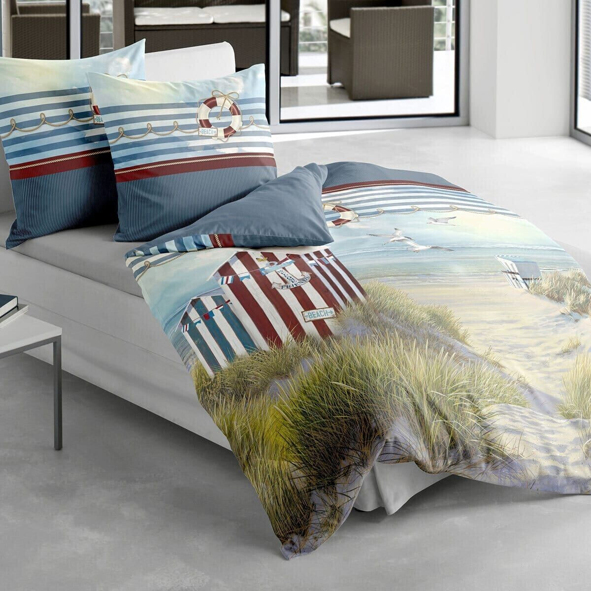 Traumschlaf Mako-Satin Bettwäsche Strandkorb marine 155x220+80x80 cm ab 74,99 € | Preisvergleich ...