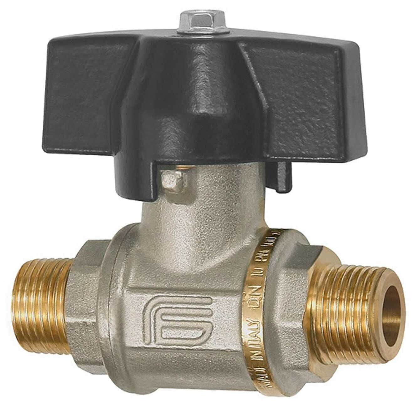 Riegler Kugelhahn schwere Ausführung Flügelgriff AG/AG Messing vernickelt R 1/2" (103299) ab 11 ...