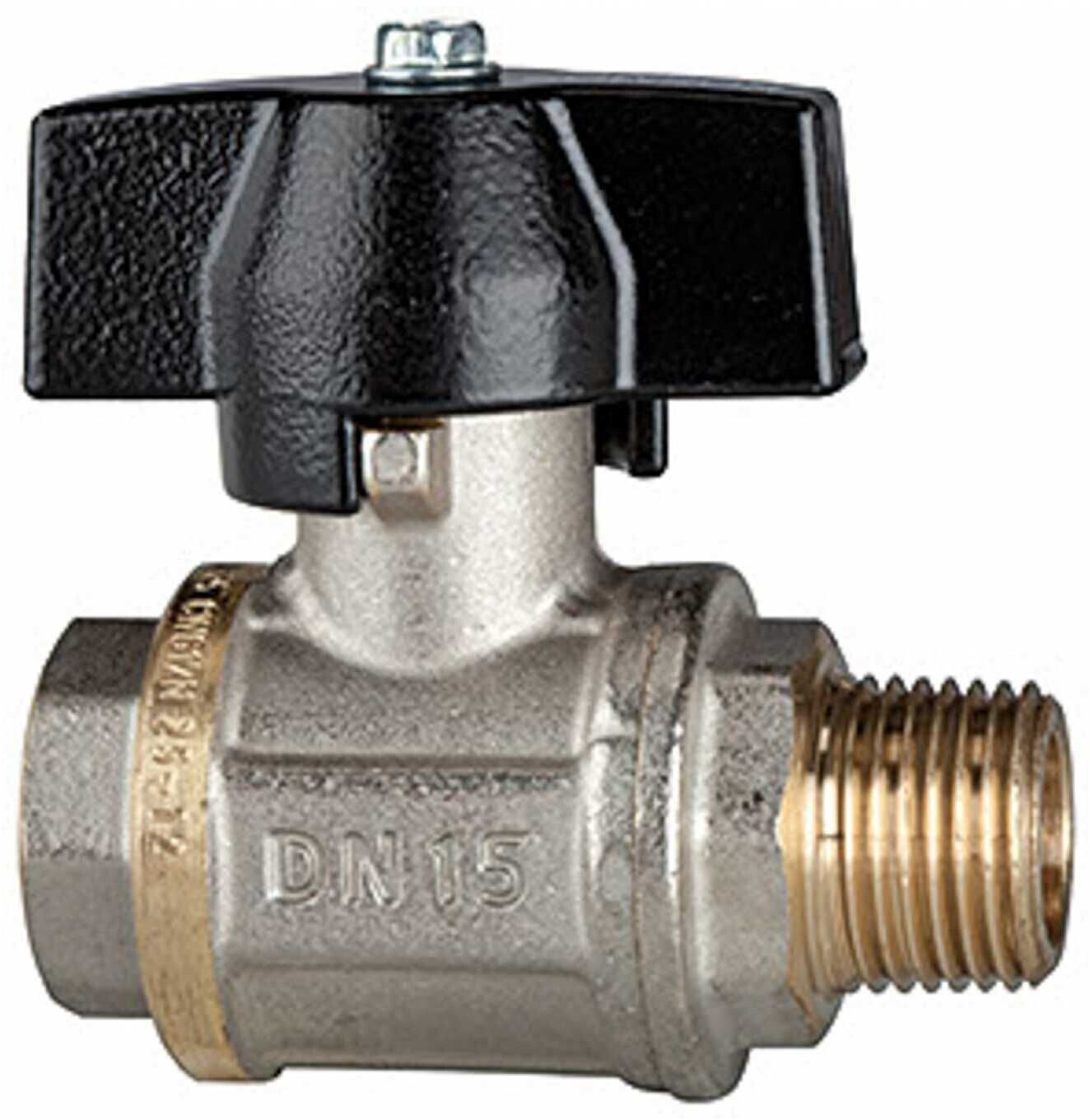 Riegler Kugelhahn schwere Ausführung Flügelgriff IG/AG Messing vernickelt G/R 3/8" (103293) ab ...