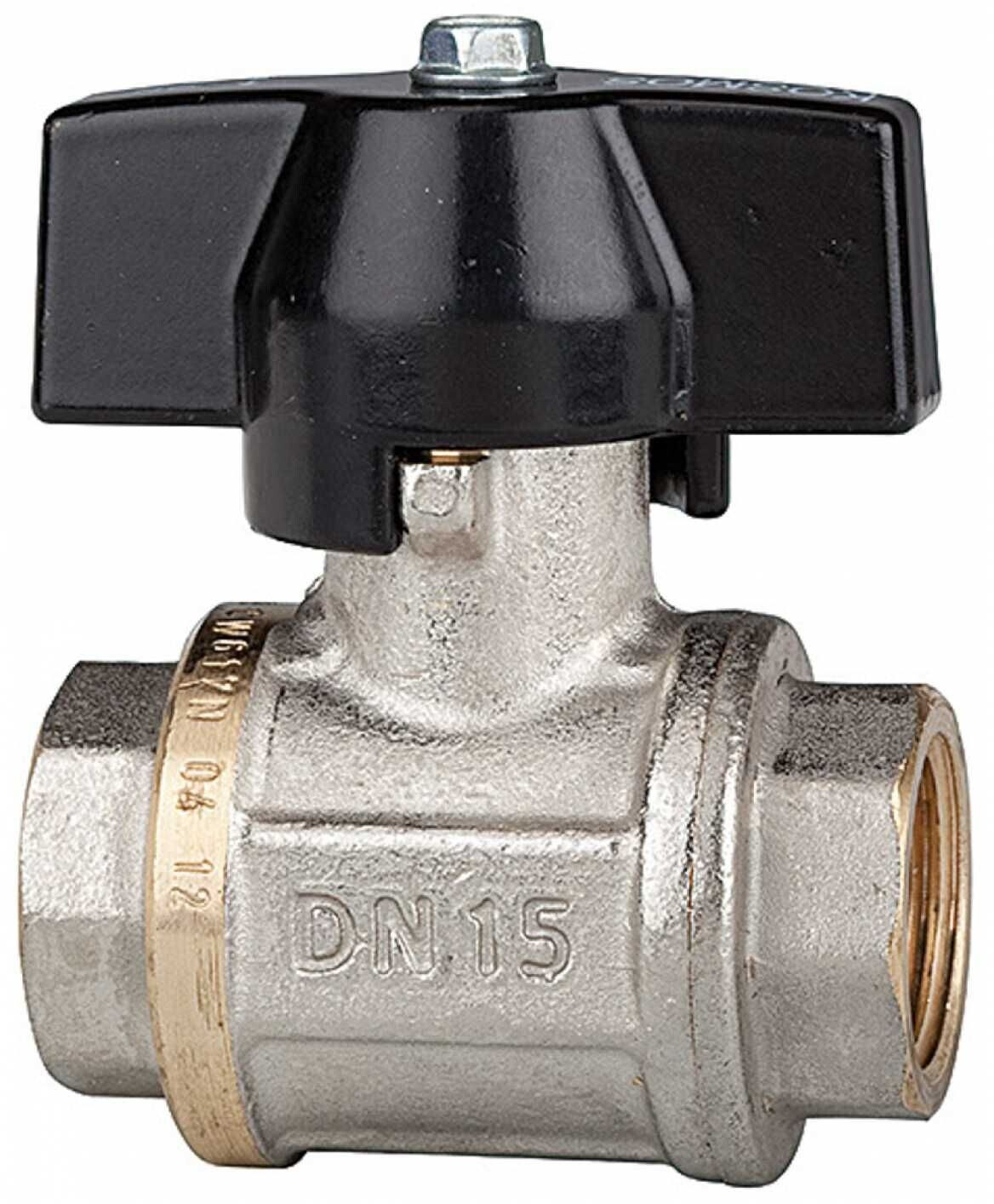 Riegler Kugelhahn schwere Ausführung Flügelgriff IG/IG Messing vernickelt G 1/2" (103289) ab 14 ...