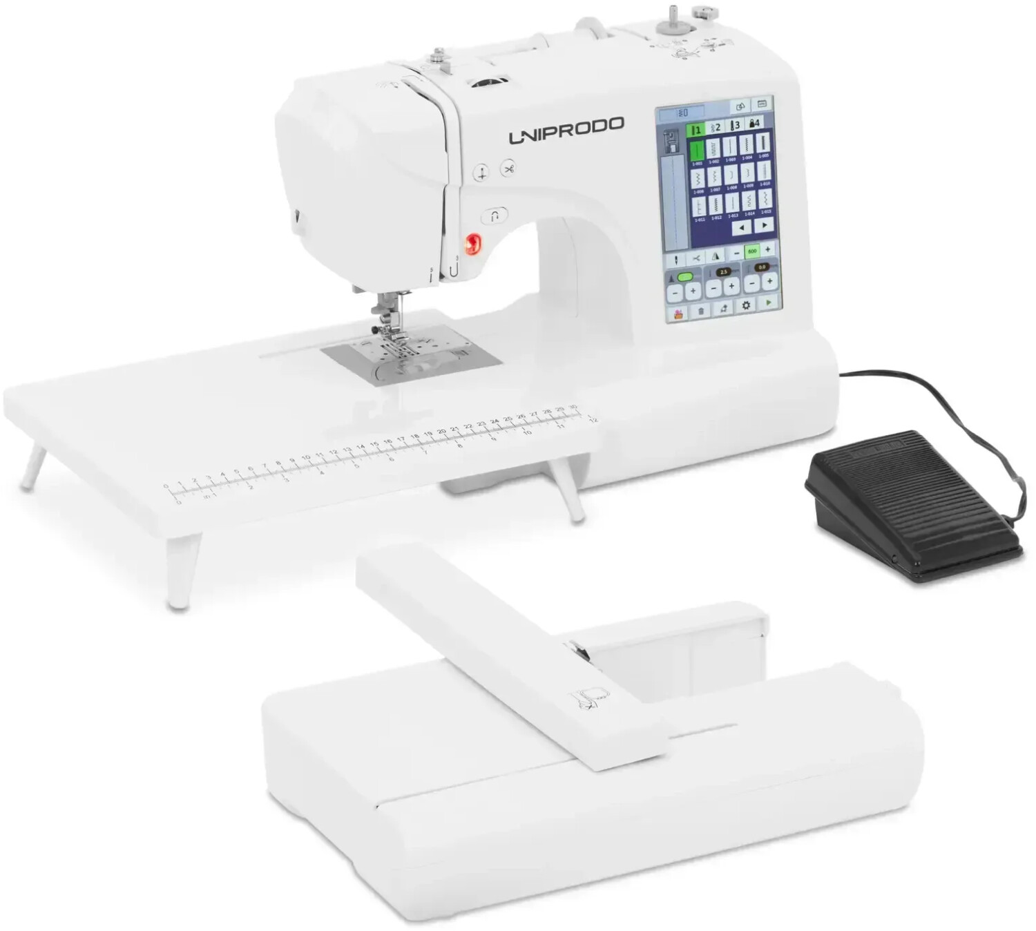 Uniprodo Stick- und Nähmaschine 160 Stiche 96 Stickmuster Touch-LCD ...