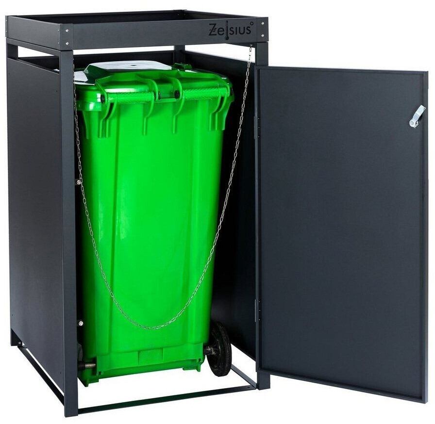 Zelsius Mülltonnenbox 3er 120 - 240 Liter mit Pflanzdach anthrazit ab ...