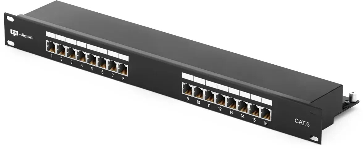 HB-Digital Patchpanel 19 zoll Patchfeld 16 Port Cat.6 schwarz ab 36,90 ...