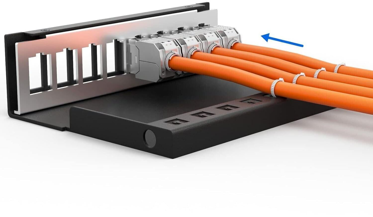 HB-Digital Patchpanel 8 Port 1 HE mit 8 x Keystone Modul Cat 7 RJ45 ...