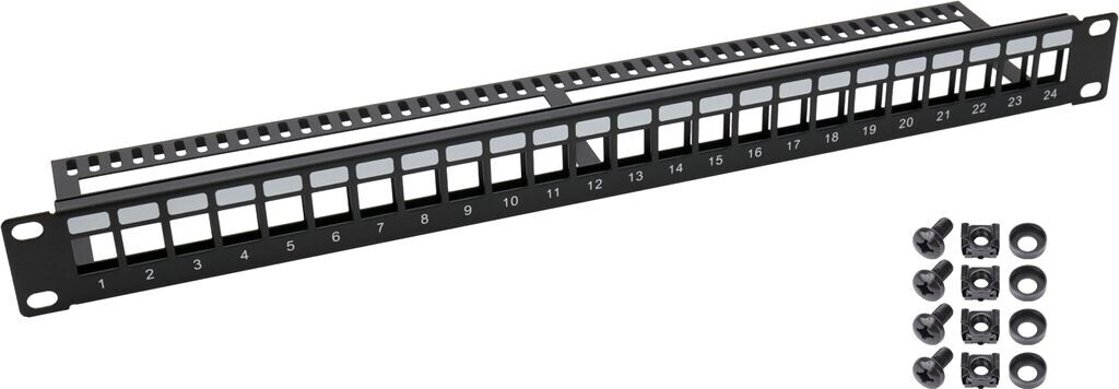 HMF UTP Keystone-Patchpanel für Serverschrank, HMF 66445, 24 Ports RJ45 ...