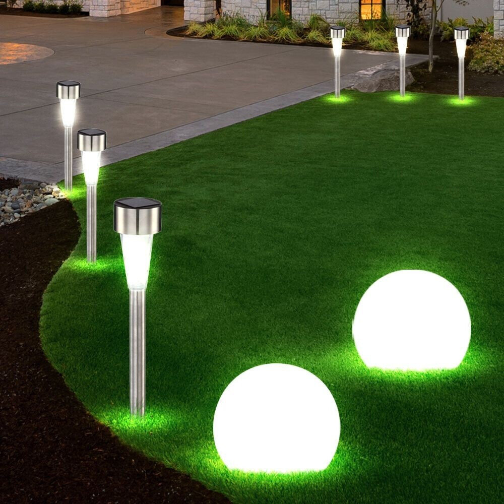 ETC Shop 8er Set Solar Steck Kugel Strahler Weg Terrassen Leuchten ...