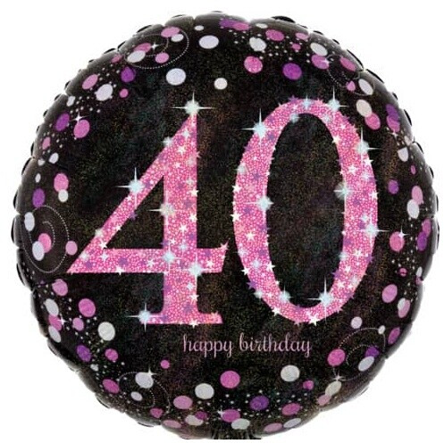 Amscan 3378601 Sparkling 43cm Folienballon Happy Birthday 40 pink ab 3 ...