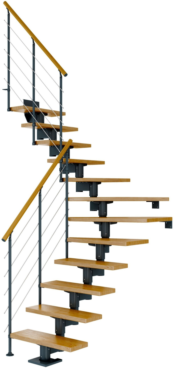 Dolle Mittelholmtreppe Cork Eiche Anthrazit GH b. 337cm 1/4 Gewendelt ...
