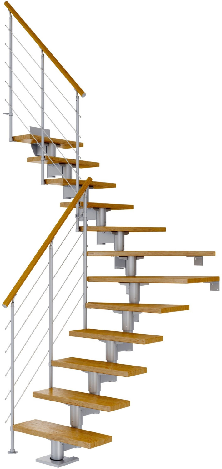 Dolle Mittelholmtreppe Cork Eiche Perlgrau GH b. 270 cm 1/4 Gewendelt ...