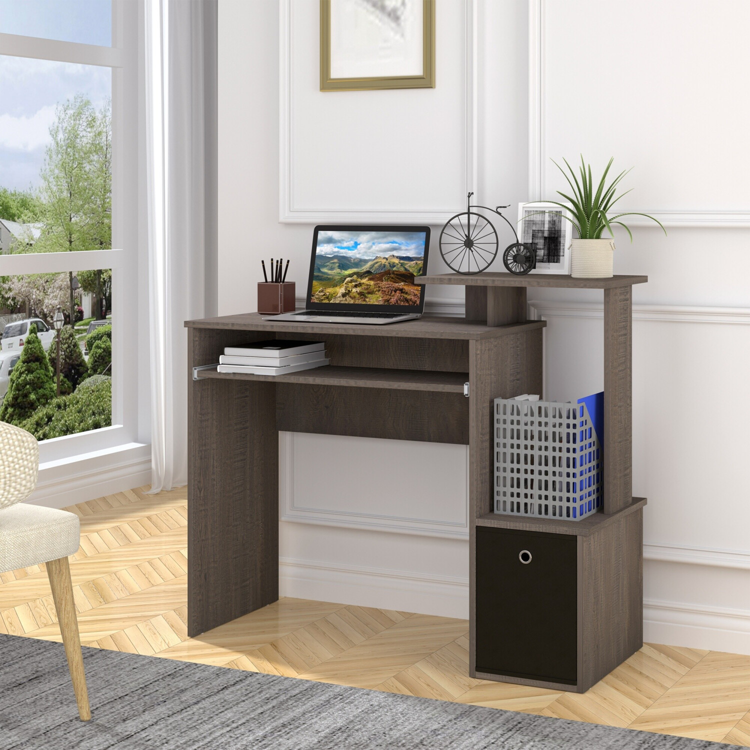 HomCom Multimedia Computer Desk gray ab 79,90 € | Preisvergleich bei ...